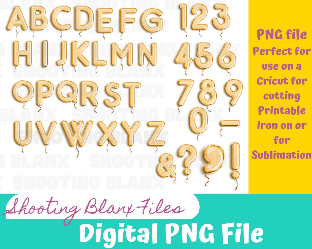 Gold Balloon Letters PNG: Invitation & Sticker Font (digital File) - Etsy
