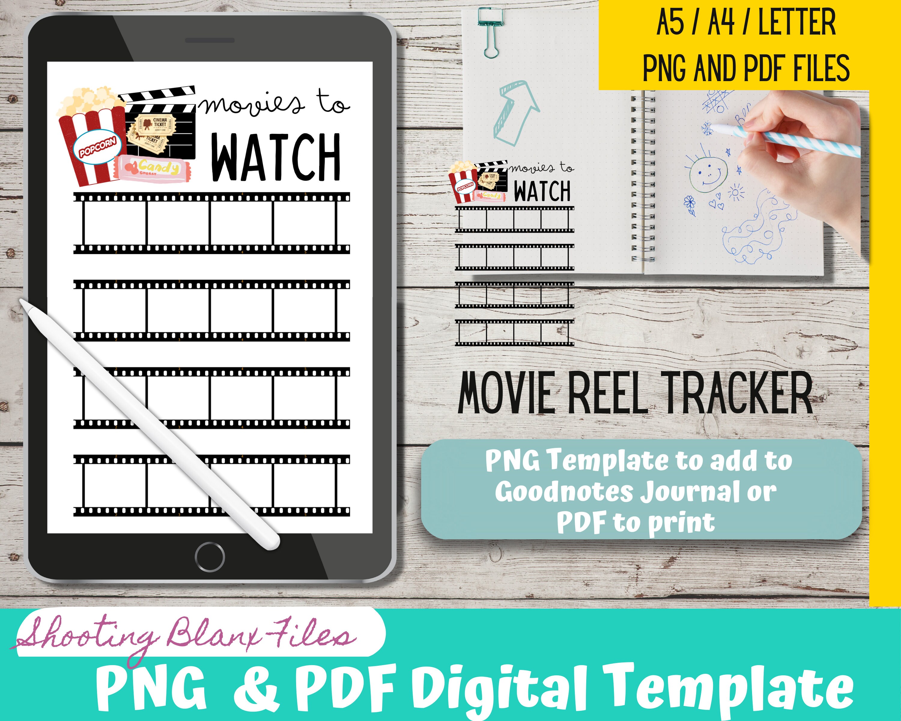 Movie Tracker Template: 6 Journal Page Layouts (digital Download) - Etsy