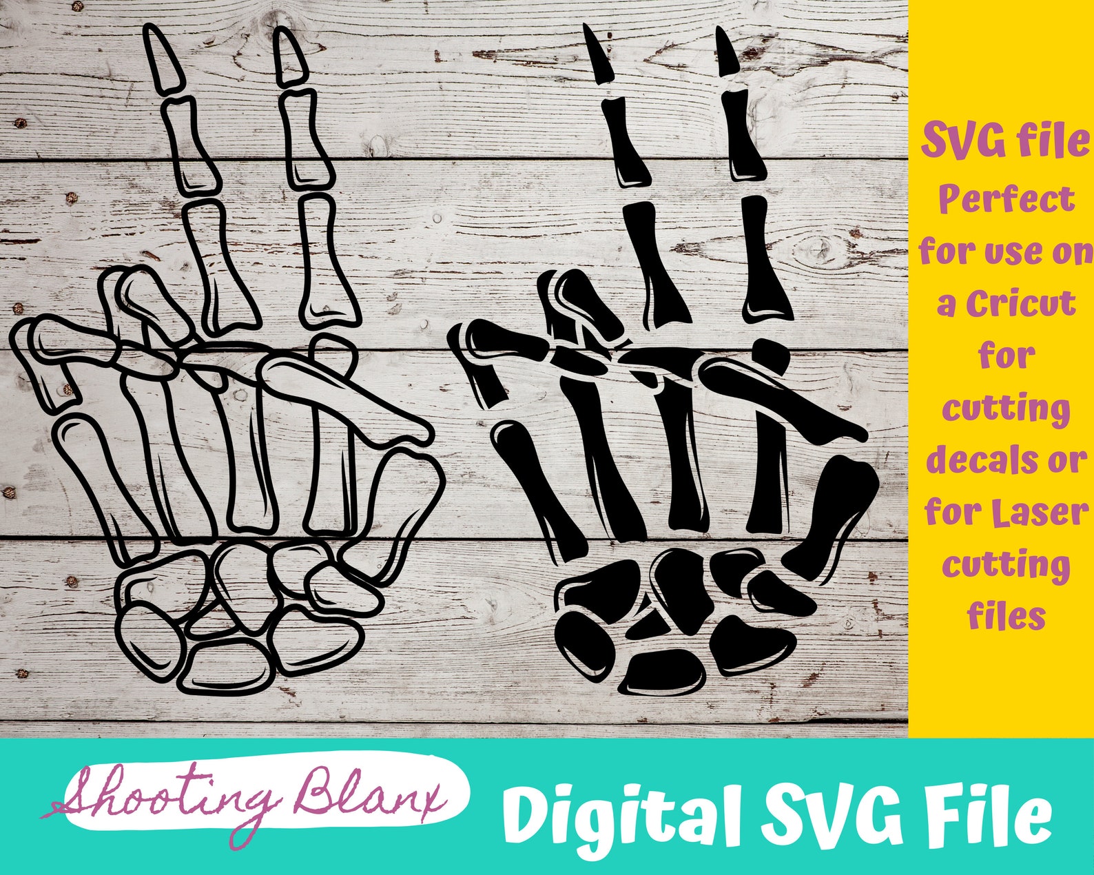 Skeleton Hand Gestures SVG Bundle: Cricut & Glowforge Ready (digital ...