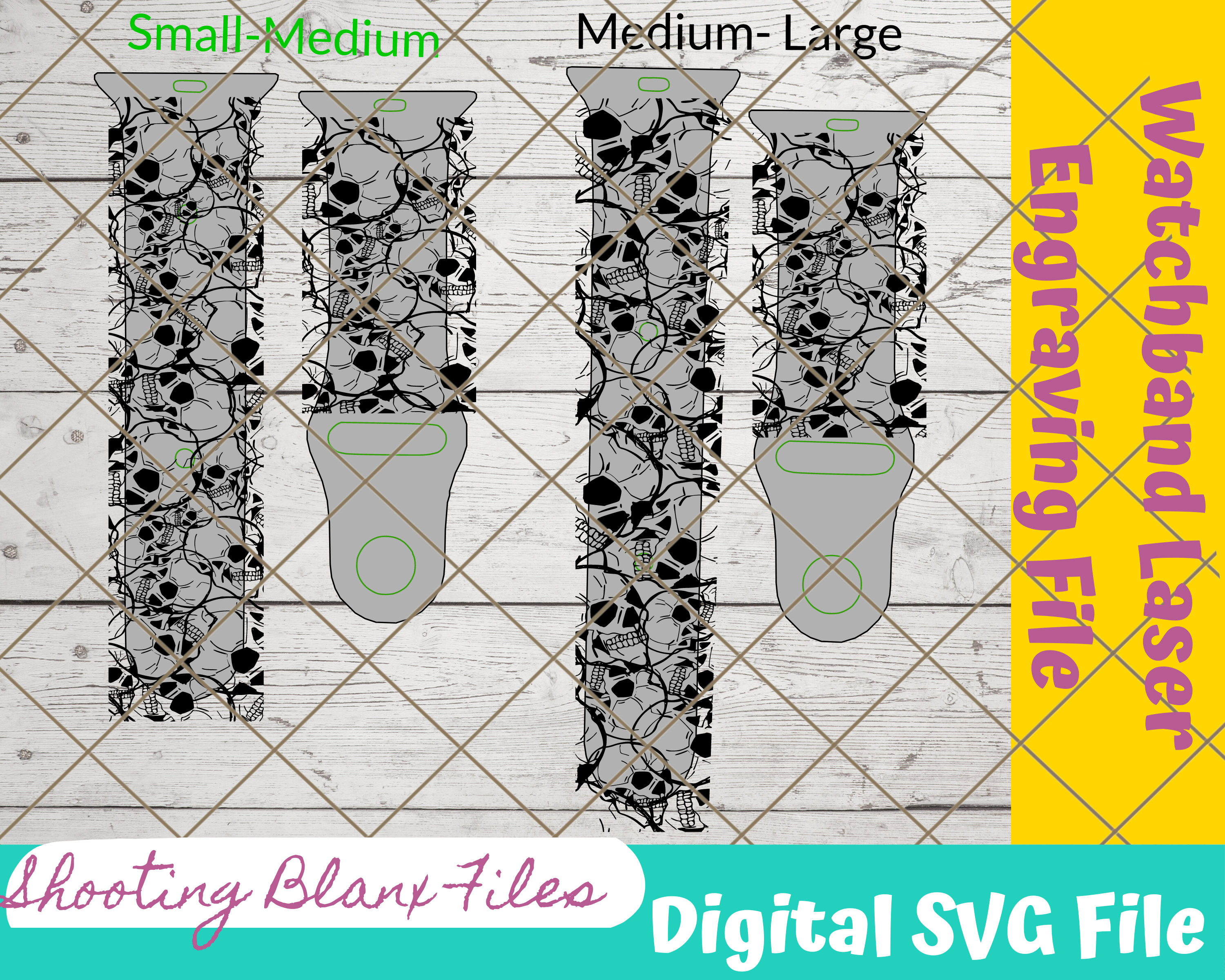 Skulls Watch Band SVG File: Laser Engraving Template - Etsy