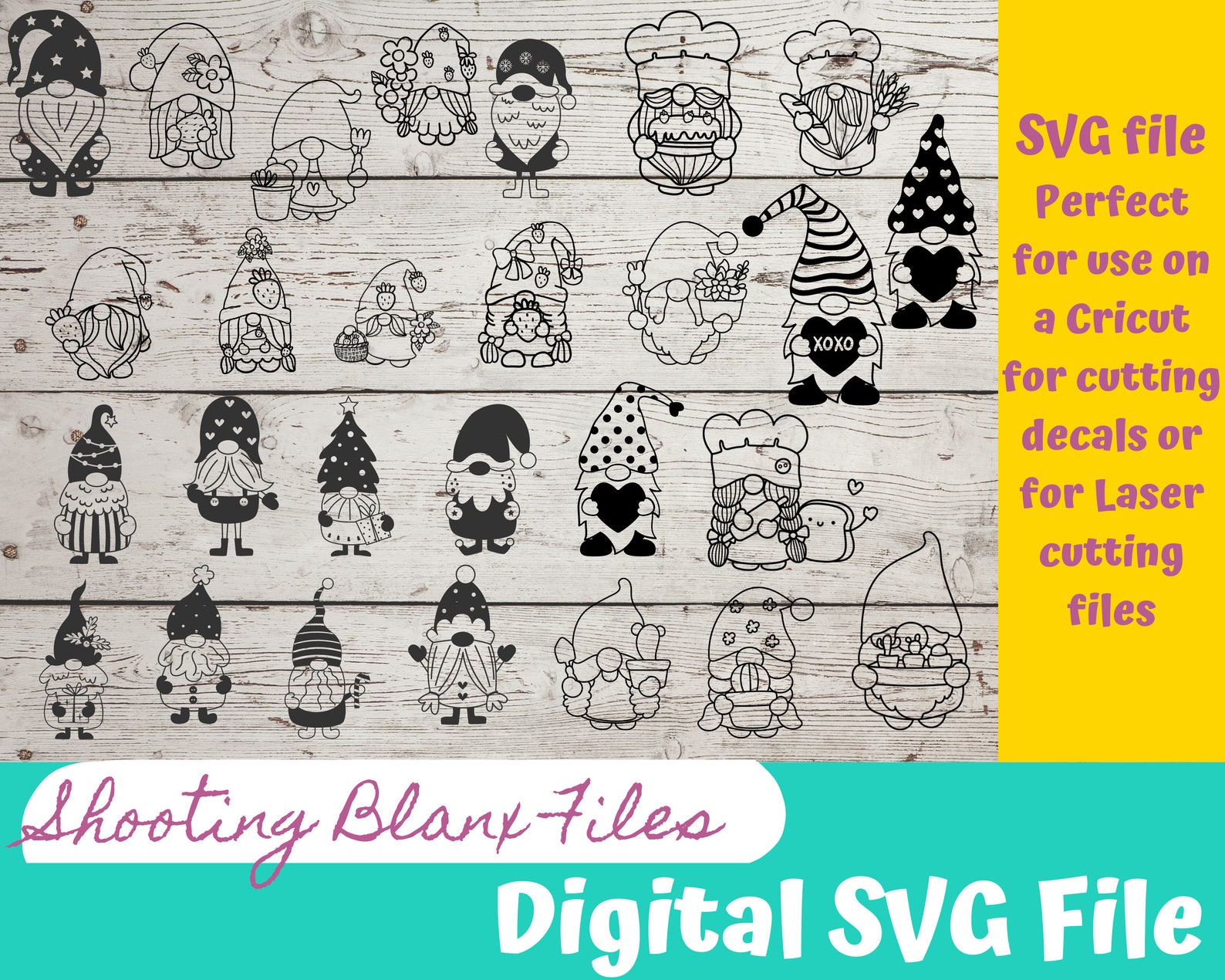 Gnome / Elf Bundle SVG Files Perfect for Cricut Cameo or - Etsy