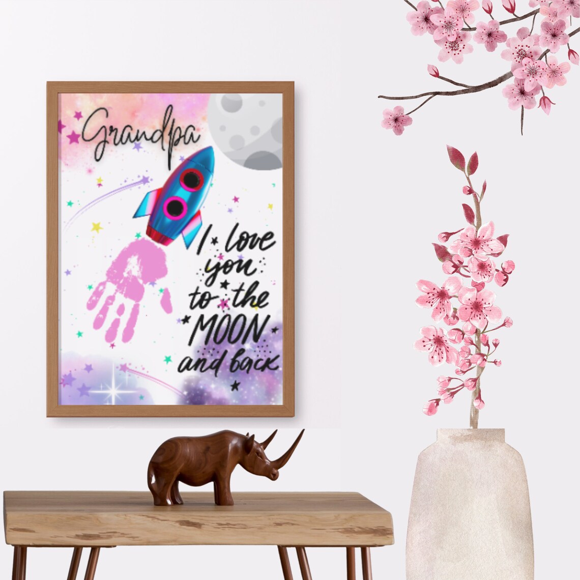 Personalized Handprint Rocket Father's Day Art (digital Download) - Etsy