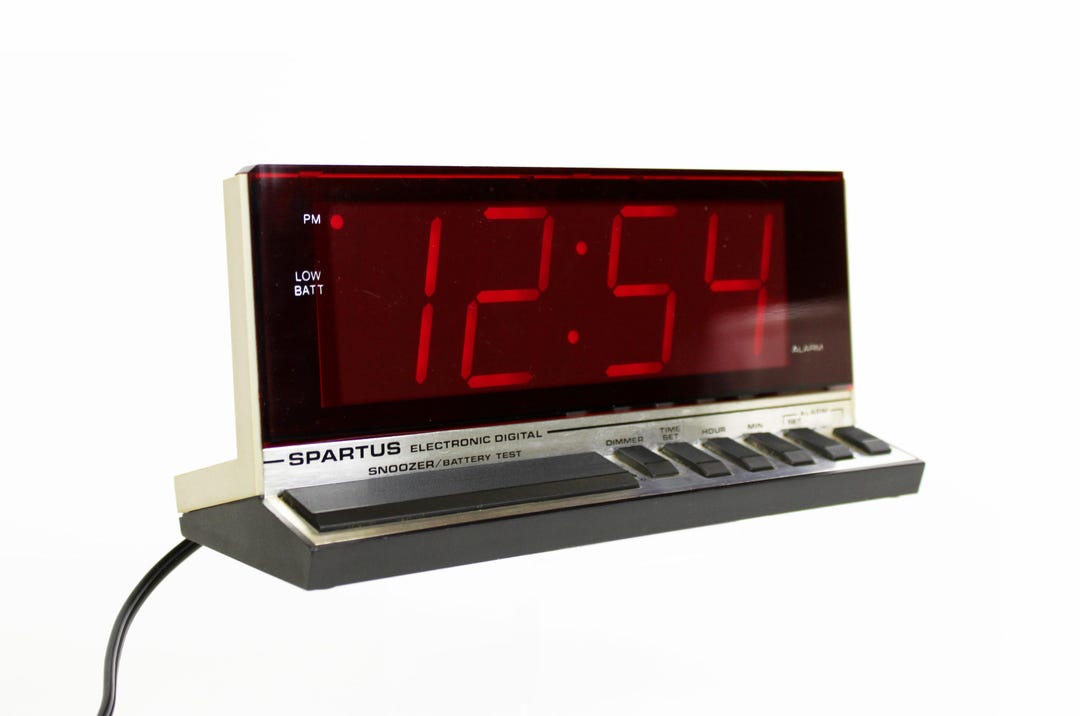 Vintage Spartus Digital Alarm Clock Red LED Readout Hong Kong Model ...