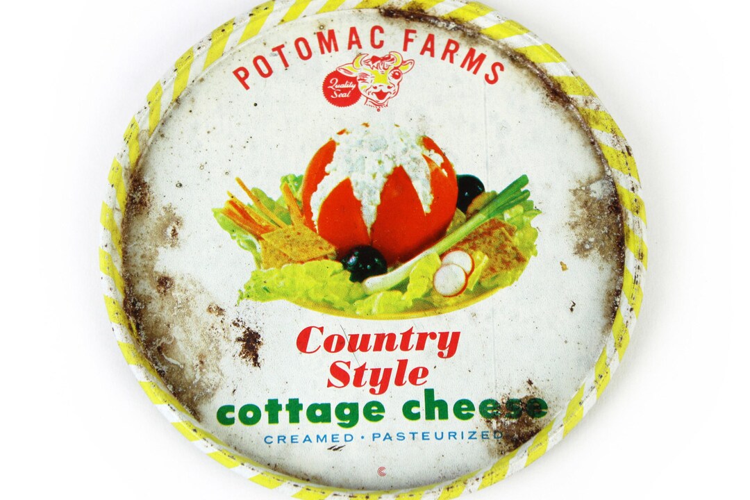 Vintage 1960s Potomac Farms Cottage Cheese Round Metal Lid Made in ...
