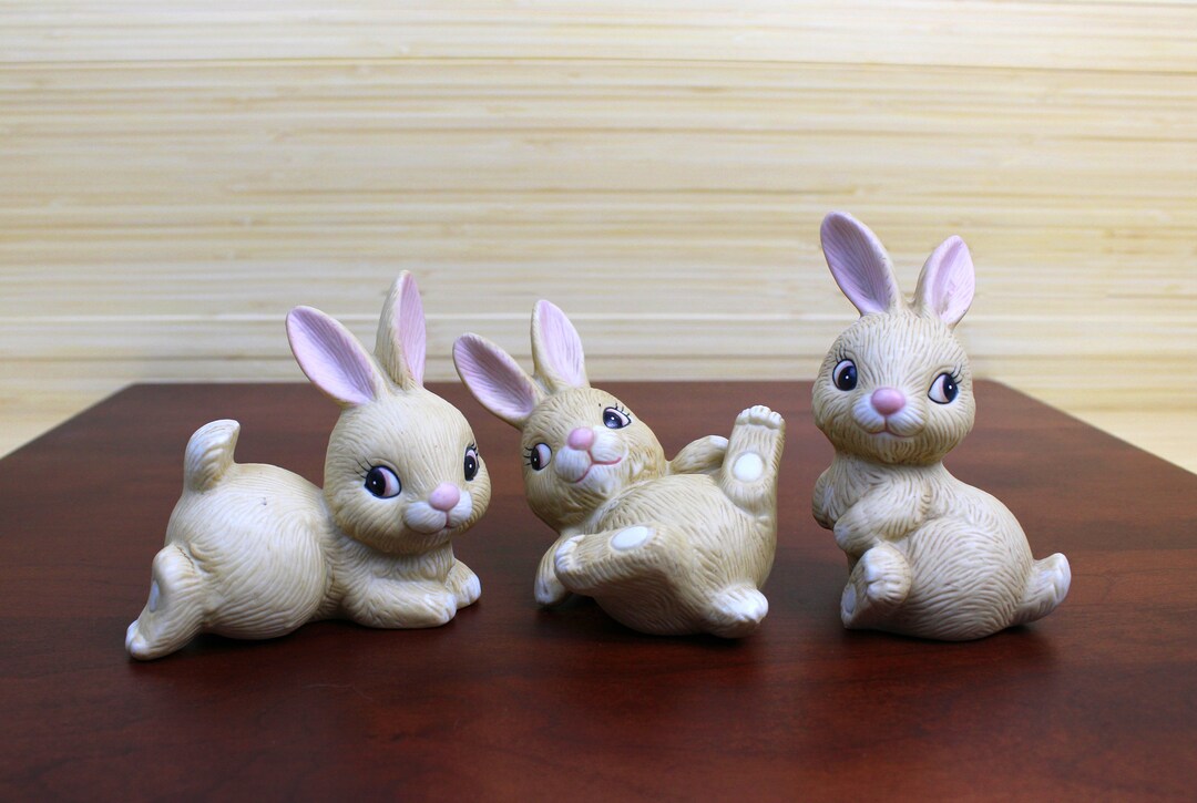 Vintage Porcelain Rabbits Playful Bunny Friends Set of 3 by Homco ...