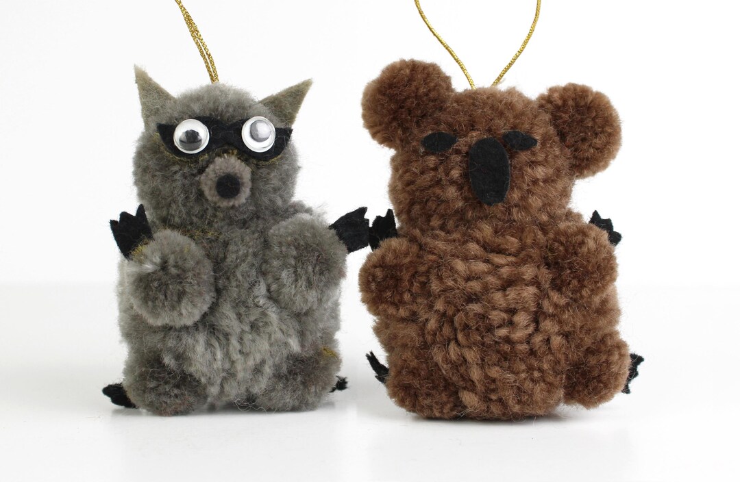 Rare Vintage Mini Pom-pom Plush Raccoon & Pom-pom Koala by R Dakin 1976 ...
