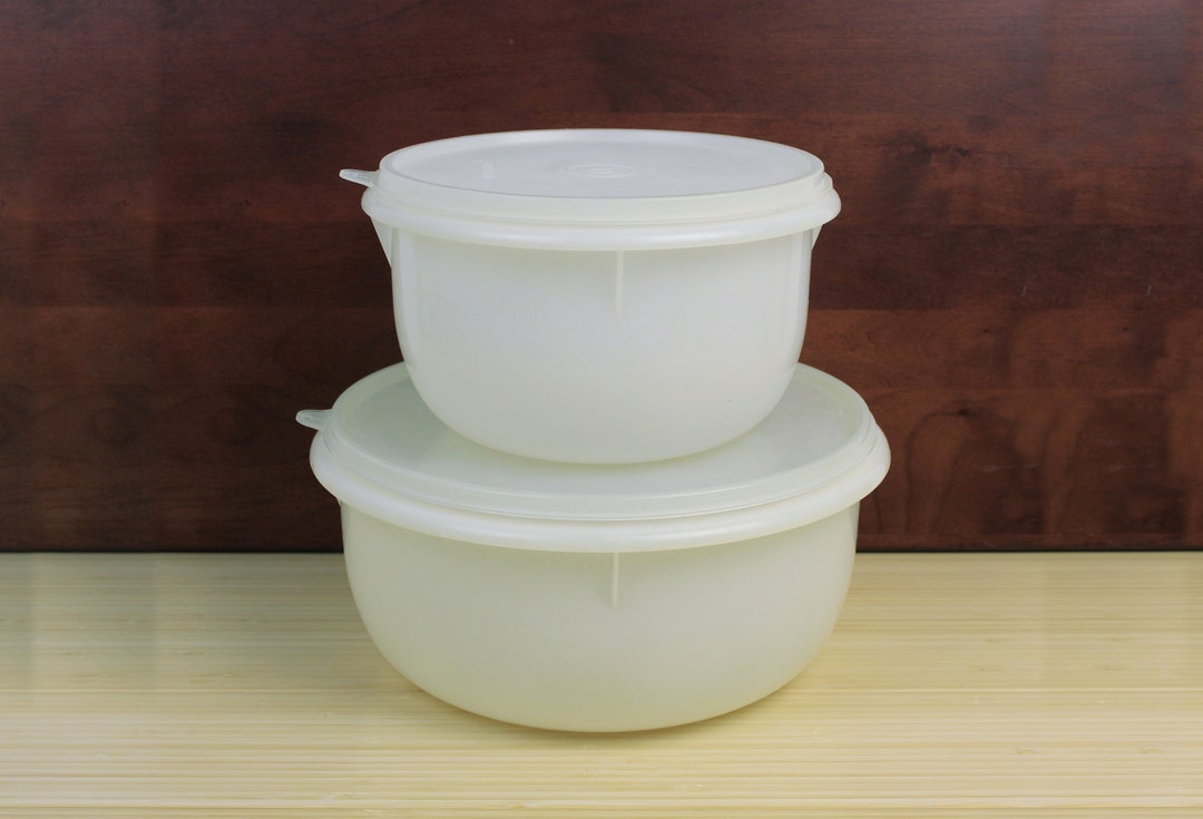 Vintage Tupperware Mixing Bowls Storage Bowls Sheer White Set of 2 ...
