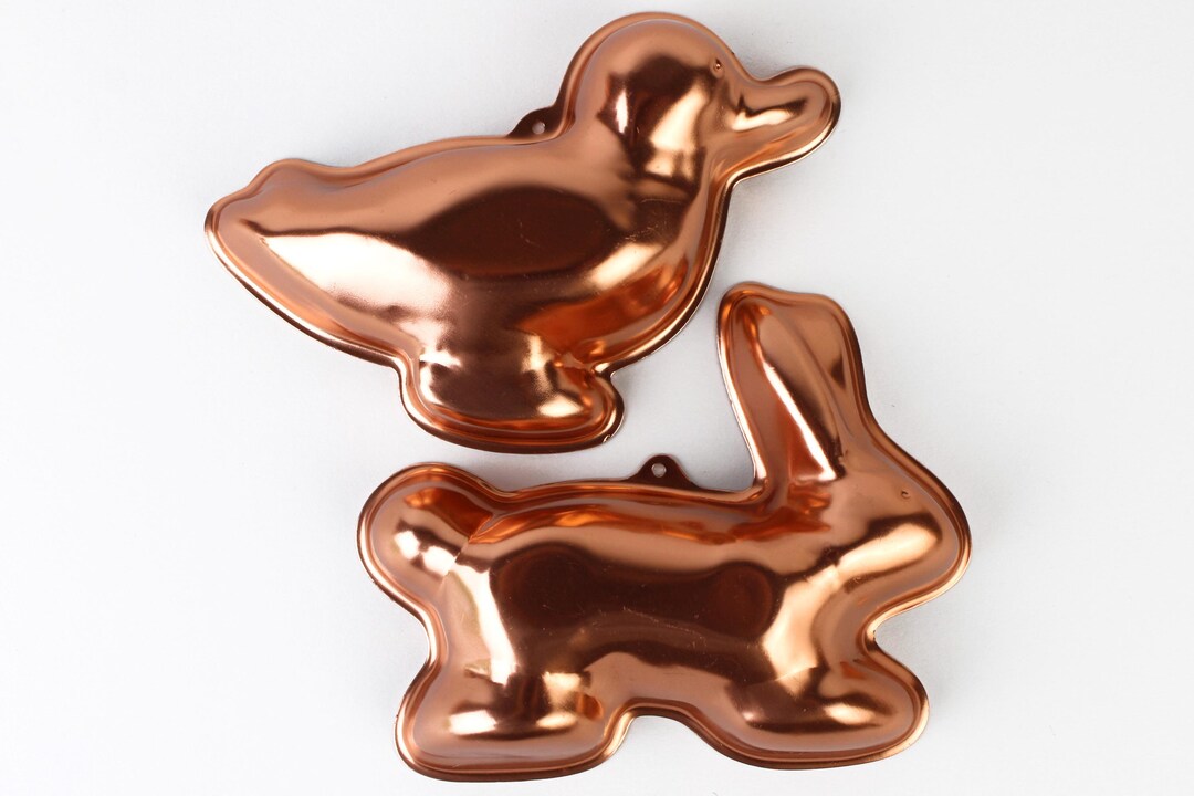 Vintage Copper Bunny Mold Duck Mold Unused, Copper Jello Candy Molds ...