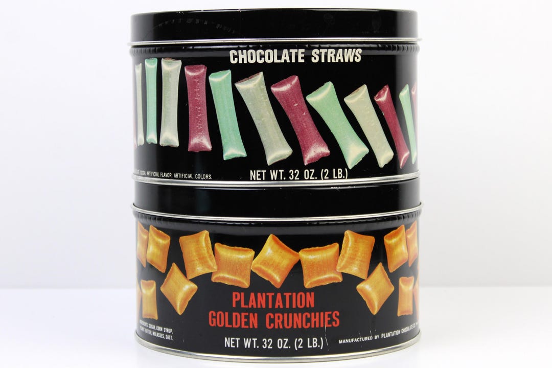 Vintage Plantation Candy Tin Chocolate Straws Golden Crunchies, Old ...