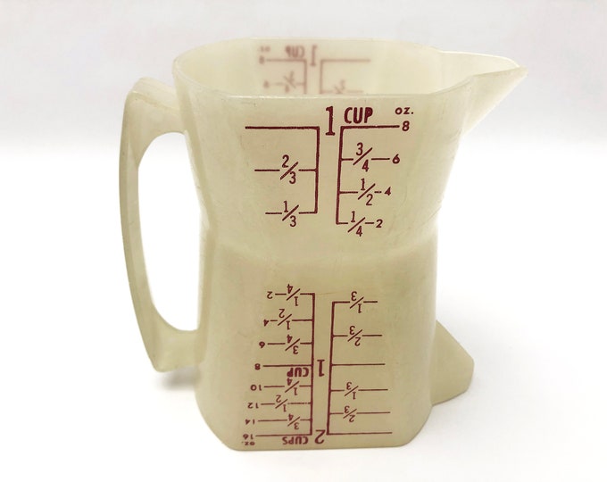 Vintage 50’s Dual Sided Measuring Cup Pitcher 1 Cup 2 Cups With Spout ...