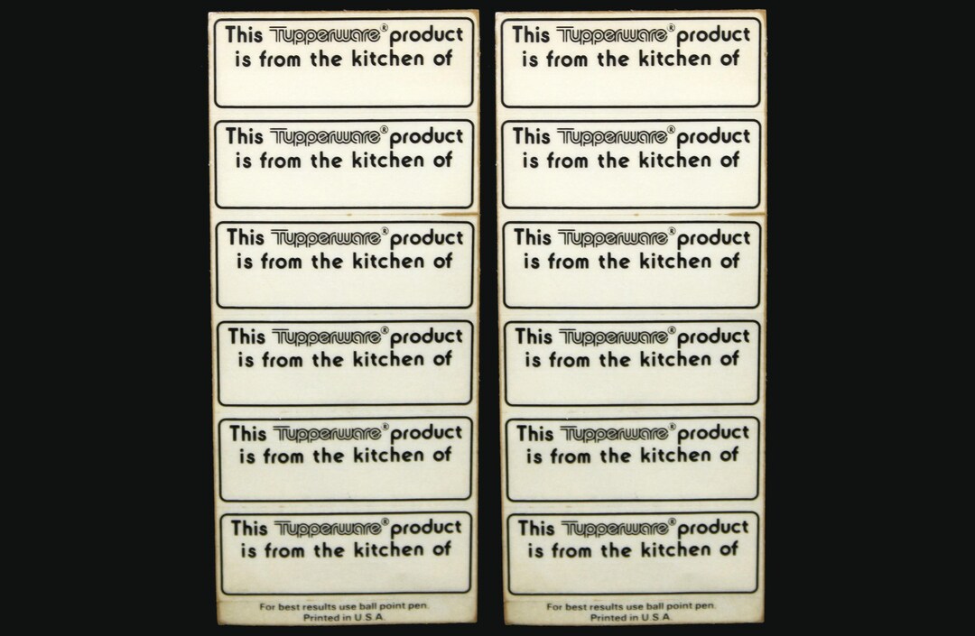 Vintage Tupperware Adhesive Labels for Tupperware Collectors Set of 2 ...