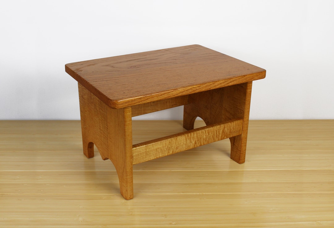 Handmade Oak and Maple Antique Wood Foot Stool Heirloom Quality Unused ...