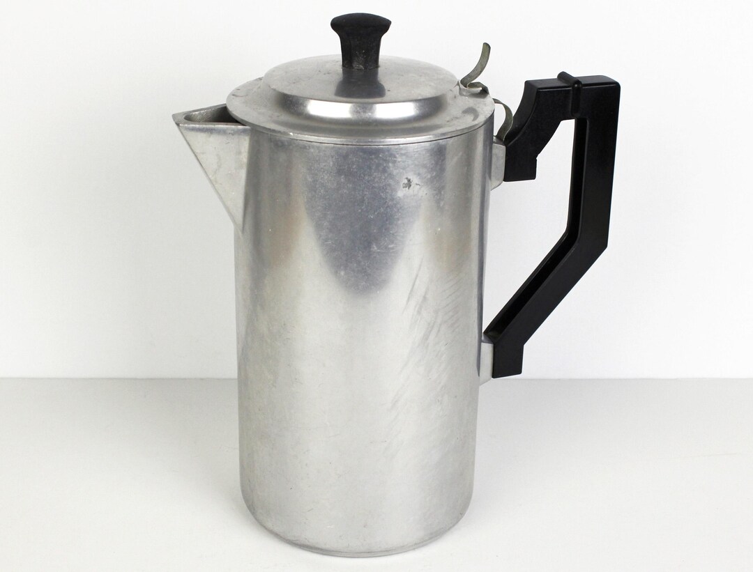 Vintage Miracle Maid 8 Cup Stovetop Coffee Pot Heavy Duty Aluminum Art ...