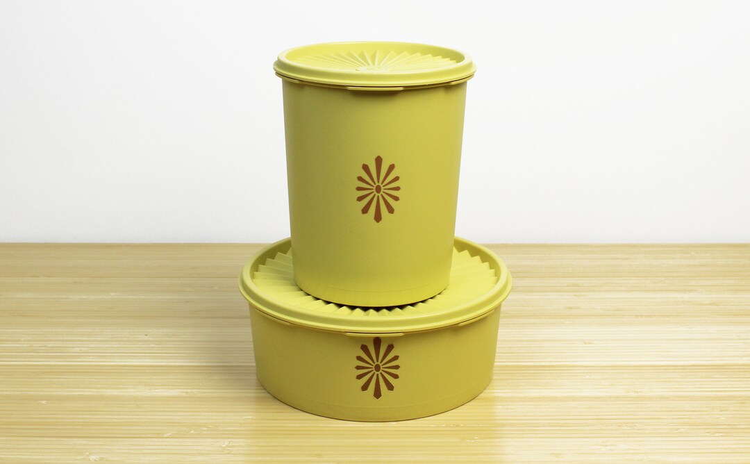 Vintage Tupperware Sunburst Canisters 809 1204 W/ Servalier Lids in ...