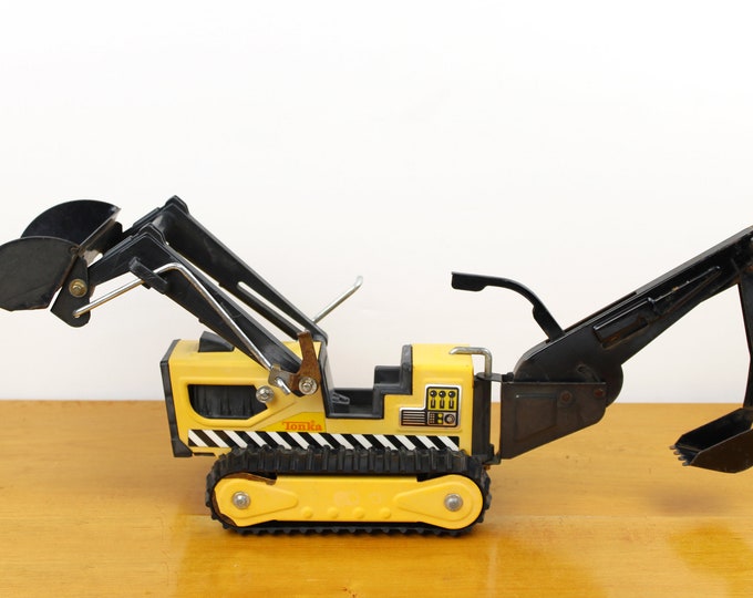 Vintage Tonka T6 Backhoe Excavator Front Loader Bulldozer Rubber Track ...