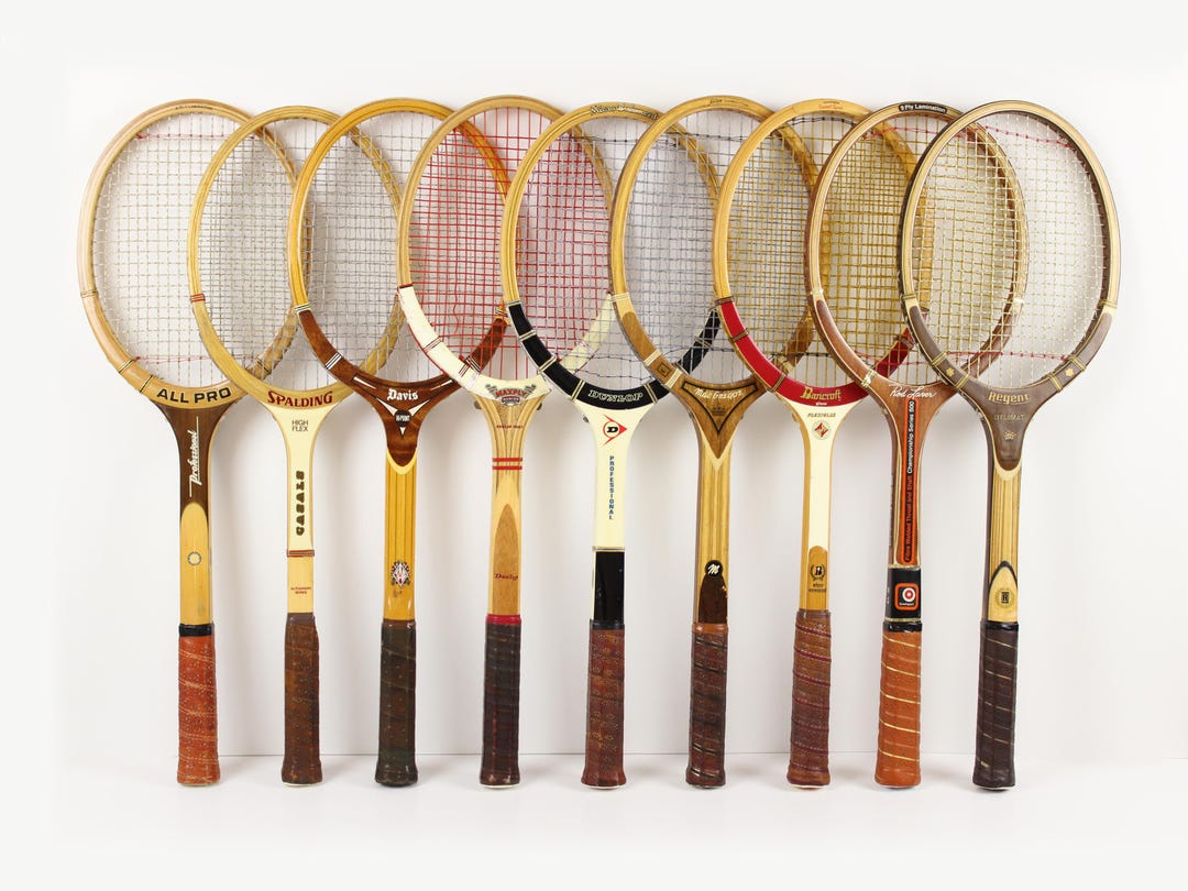 Wood Tennis Rackets, TAD Davis High-point, Dunlop Maxply Fort, Bancroft ...