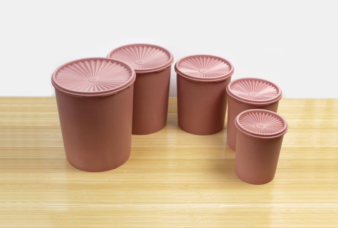 Vintage Tupperware Dusty Rose Pink Canisters W/ Servalier Lids Complete ...