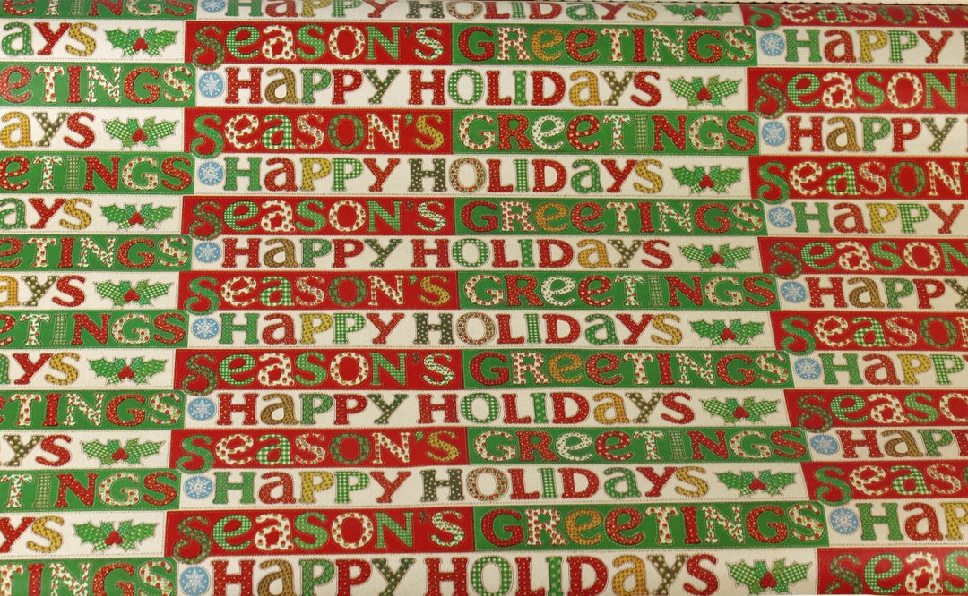 Vintage Christmas Gift Wrapping Paper Retro Happy Holidays Lettering ...