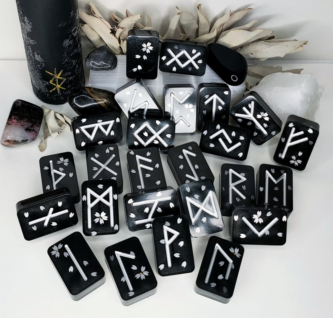 Futhark Runes in Epoxy Resin Petal Edition - Etsy