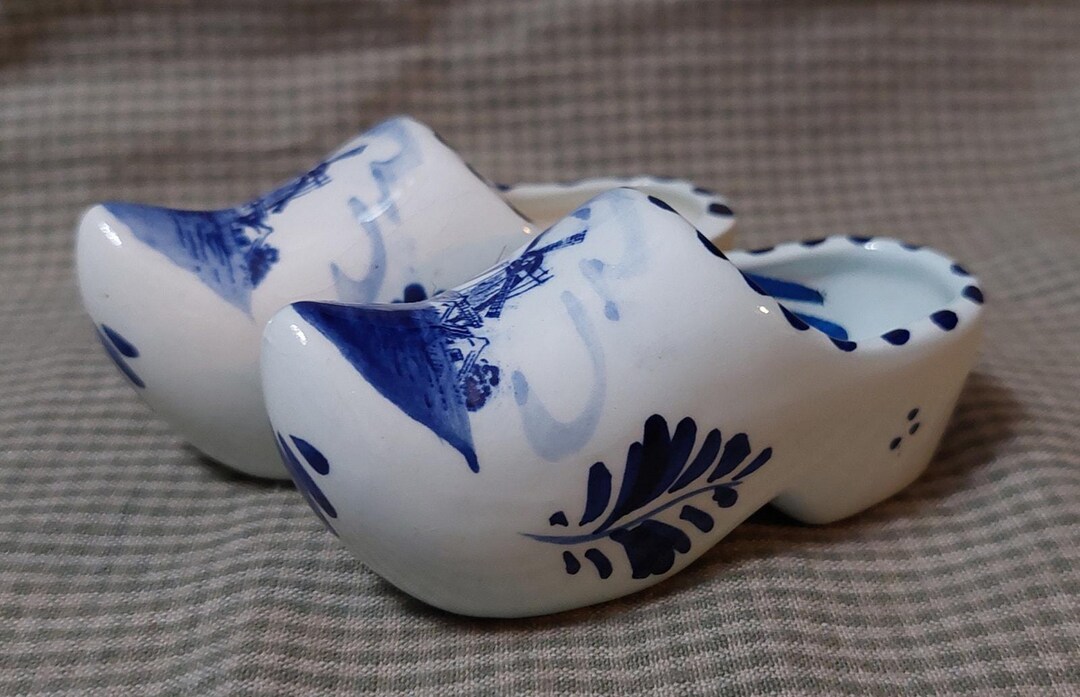 Pair of Delfts Blauw Ceramic Clogs Holland Windmill Delft Blue - Etsy