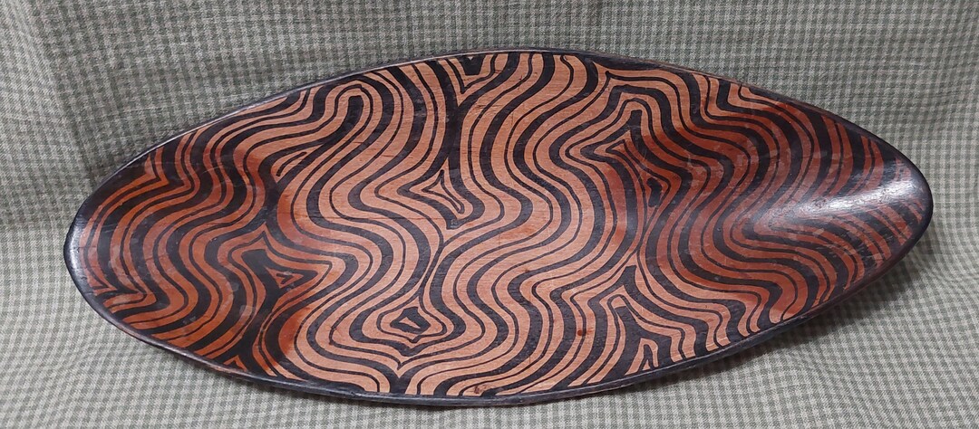 Vintage Handcrafted Zimbabwe Olivewood Canoe Oval Bowl - Etsy