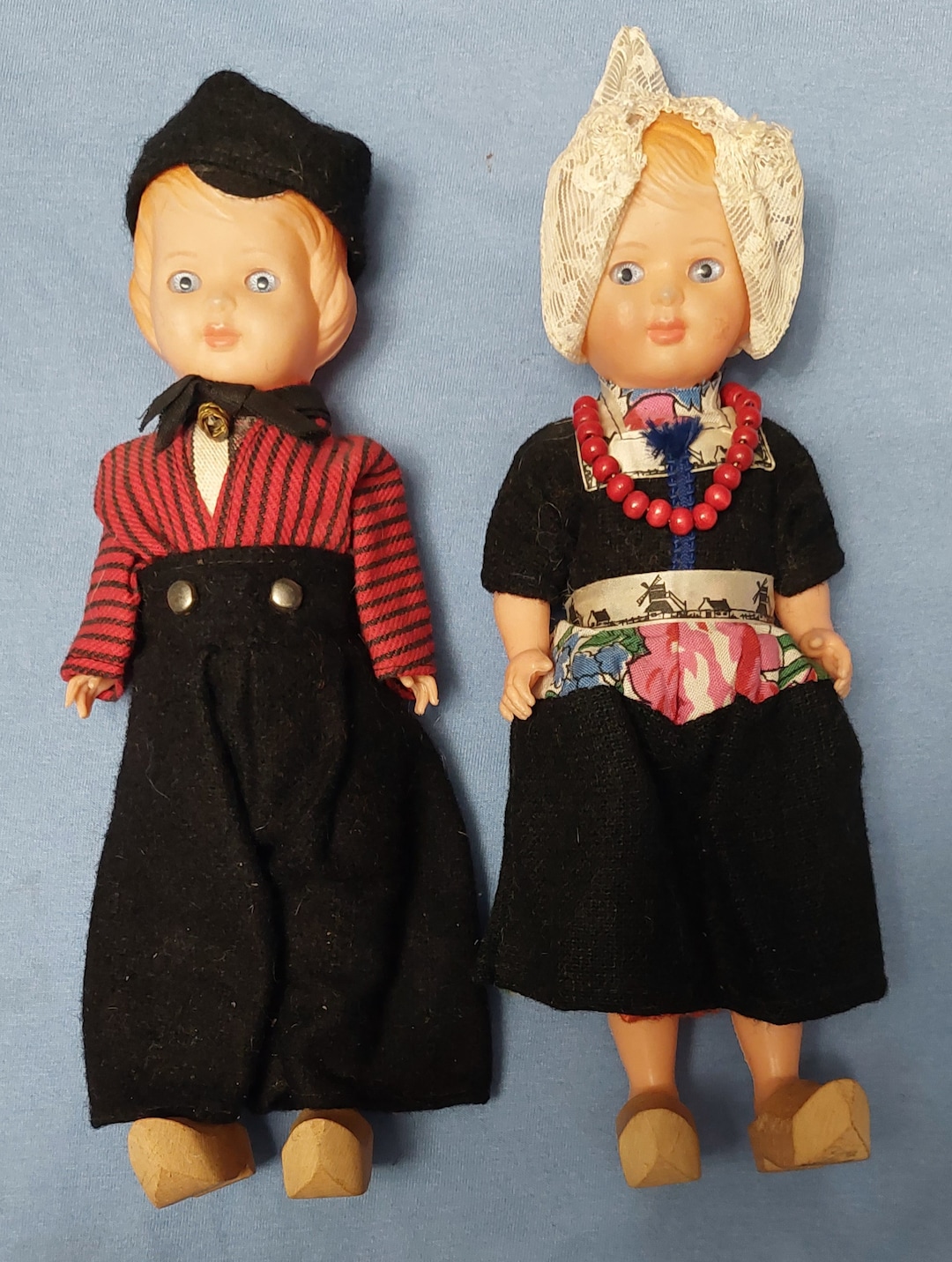 Vintage Boy & Girl Dutch Dolls in Authentic Dress With Wooden Shoes - Etsy