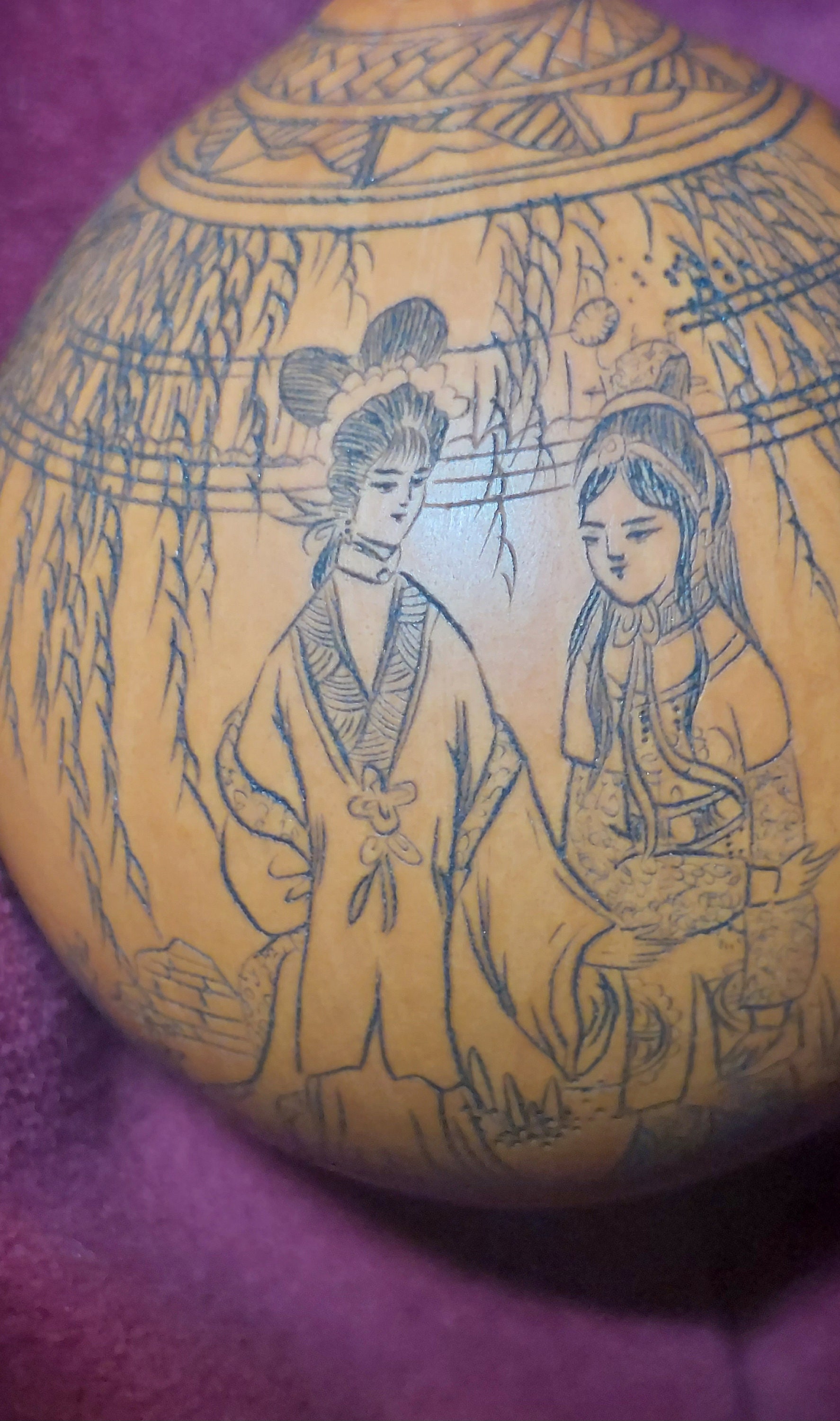 Vintage Chinese Lanzhou Artesian Etched Gourd Han Dynasy Robes - Etsy