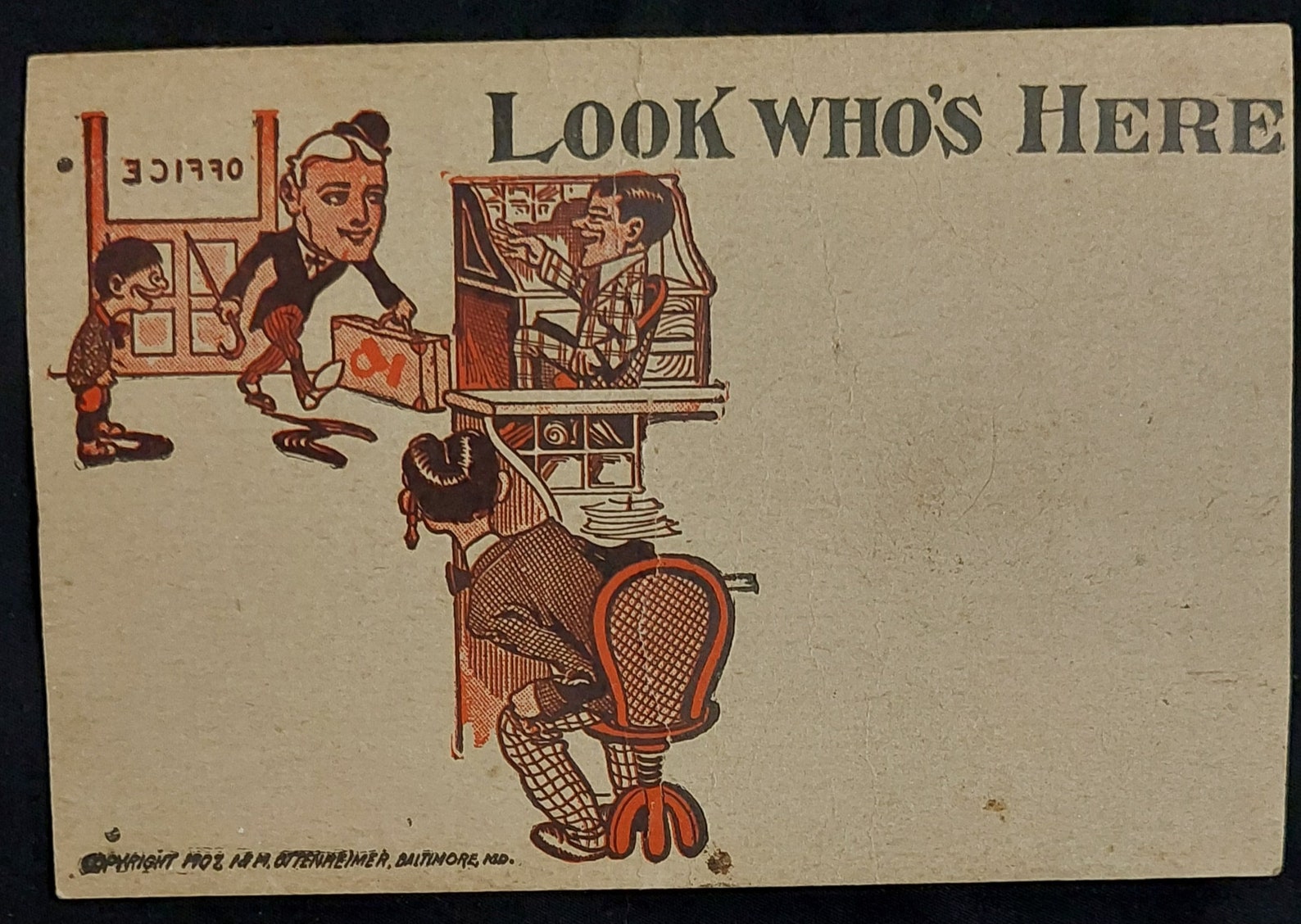 Antique Ottenheimer Comic Postcard "look Who's Here" Office Desk - Etsy