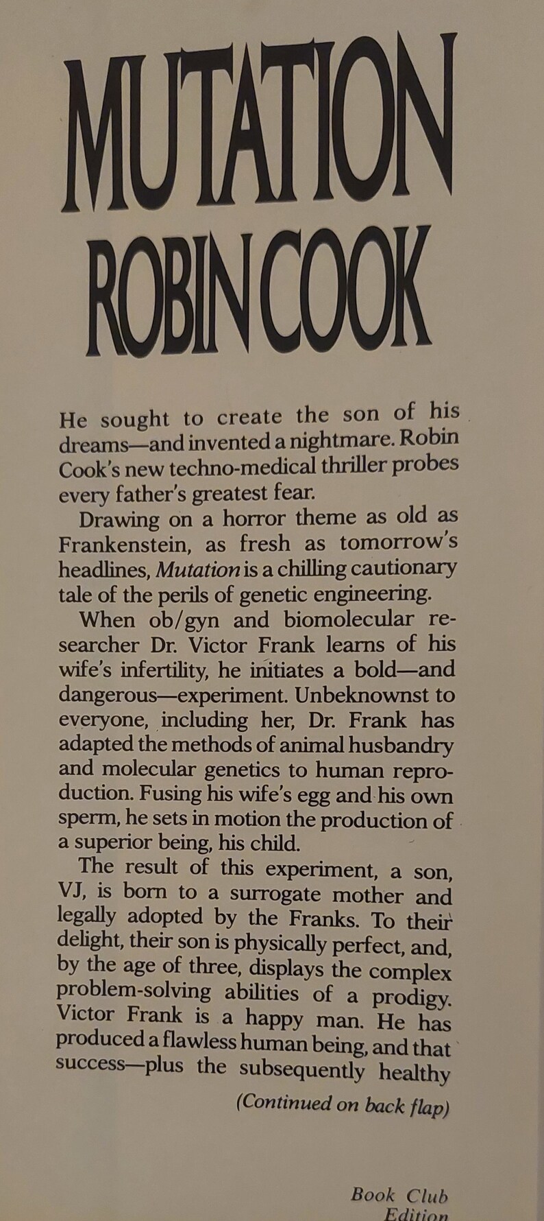 Mutation by Robin Cook Hardcover Book With Dust Jacket - Etsy