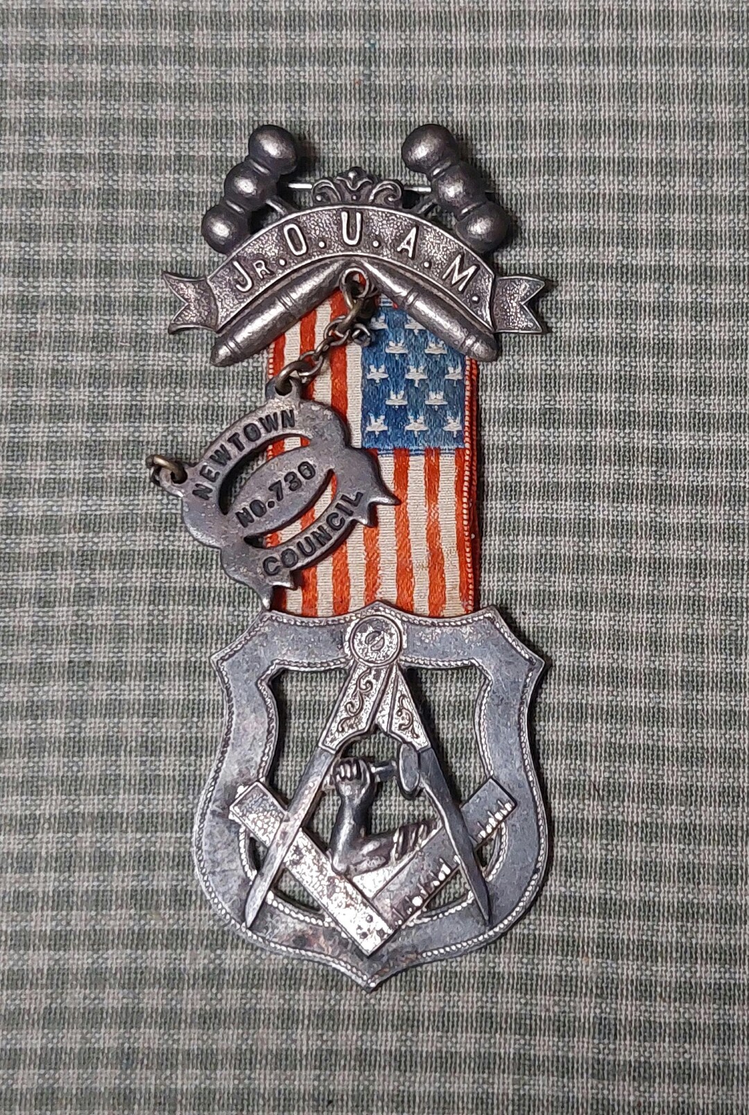 Antique 1892 Jr OUAM Order of United American Mechanics Ribbon Medal ...