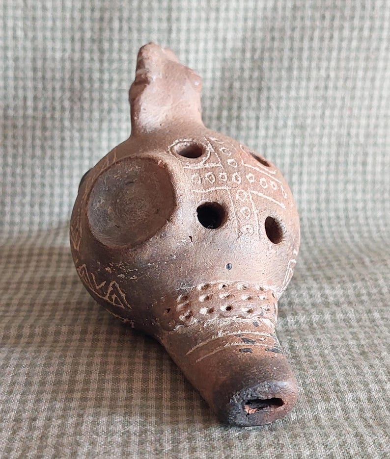 Pre Columbian Mayan Aztec Pottery Ocarina Instrument Reptile Horse - Etsy