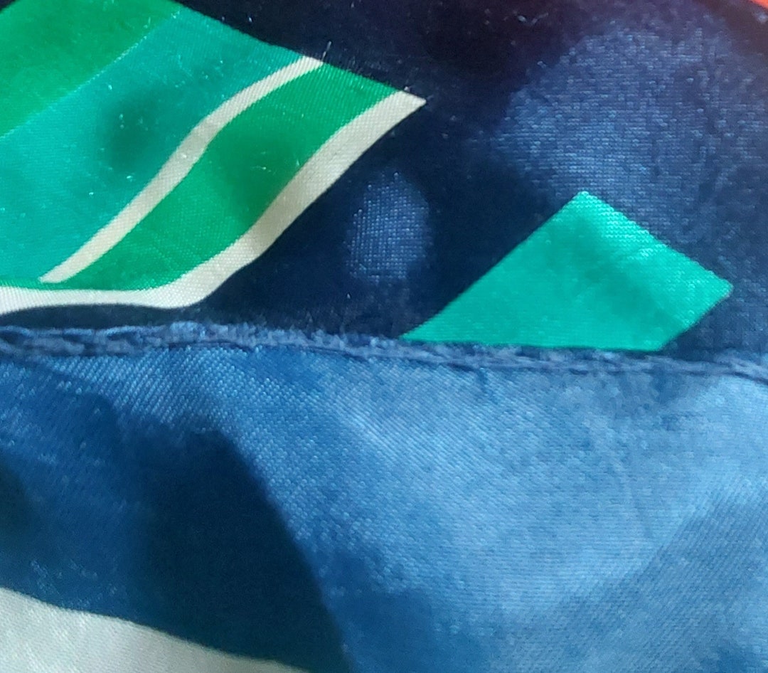 Vintage Blue Green White Silk Scarf Kerchief - Etsy