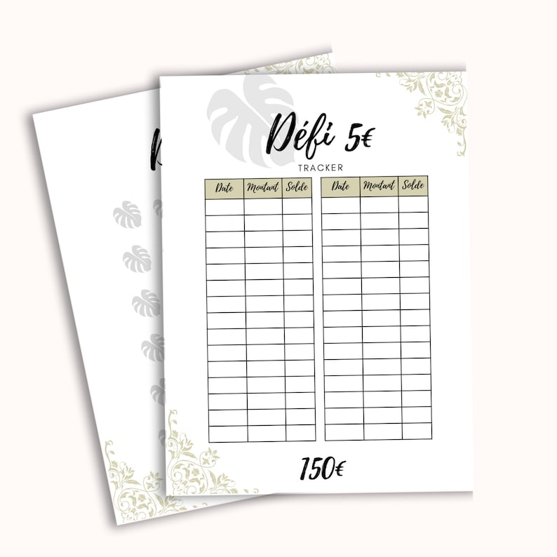 Défi 5 euros et budget tracker, PDF A IMPRIMER A5 A6 Filofax, Enveloppes et classeur budget ...