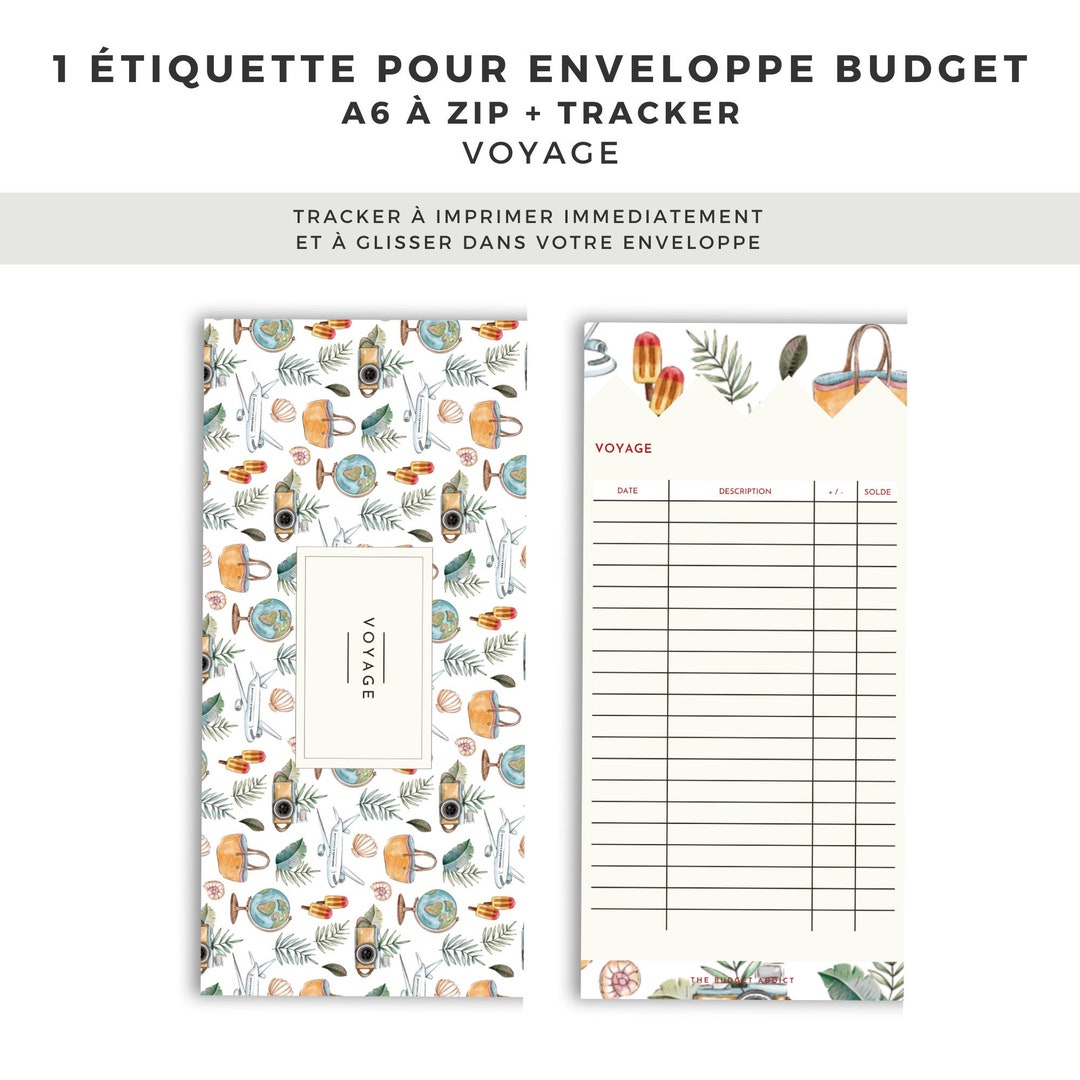 Etiquette enveloppe budget à zip A6 VOYAGE + tracker budget I PDF A ...