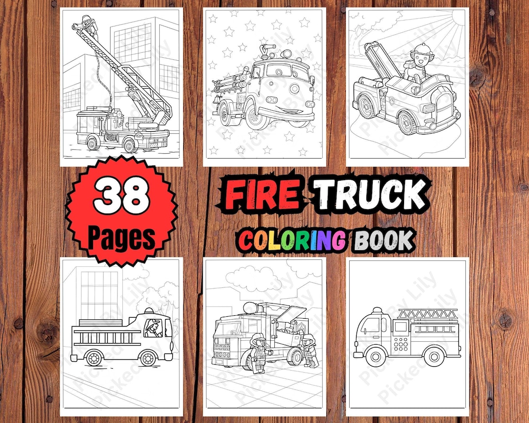 Fire Truck Coloring Book: 38 Pages Kids Activity (PDF Download) - Etsy