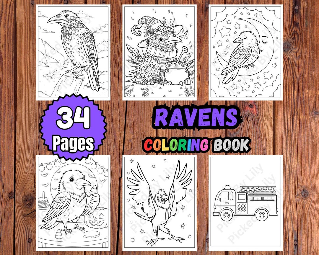 Ravens Coloring Book: 34 Pages Kids Activity (PDF Download) - Etsy