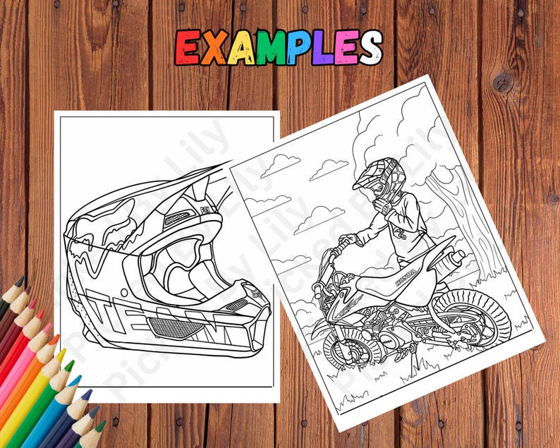 Dirt Bike Book: 20 Pages Coloring Activity (instant PDF Download, Easy ...