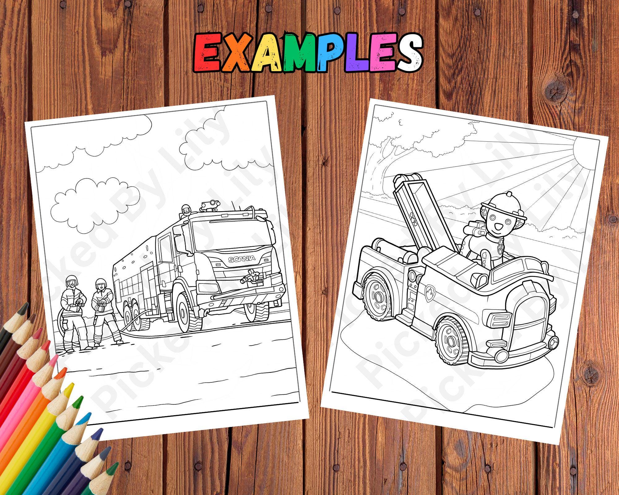Fire Truck Coloring Book: 38 Pages Kids Activity (PDF Download) - Etsy