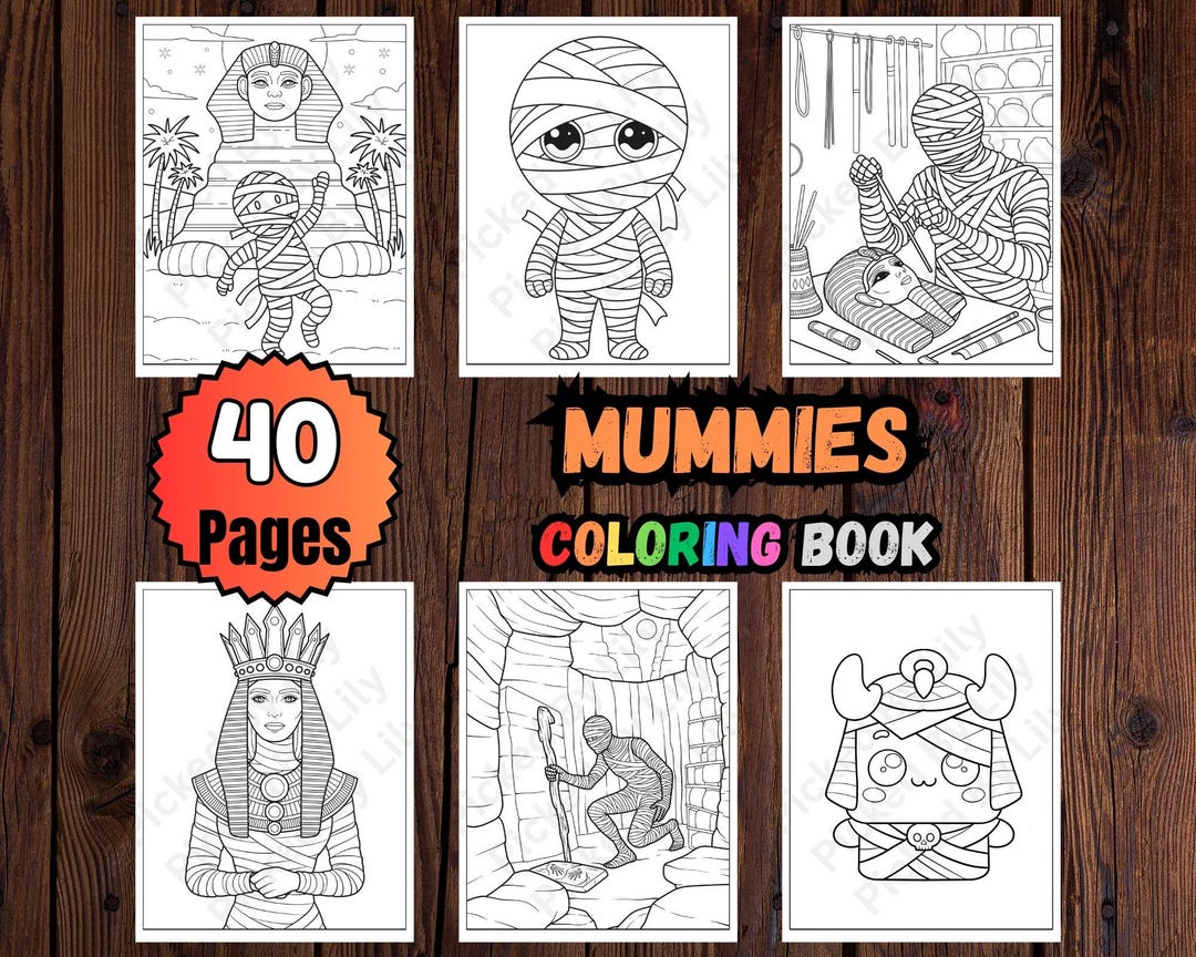 Mummies Coloring Book: 40 Pages Kids Activity (PDF Download) - Etsy