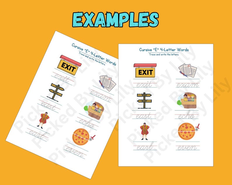 Cursive Letter "e" Practice: Kids Learning, 10 Pages With Exercises ...