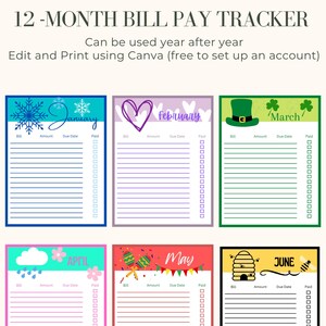 Monthly Bill Tracker - Etsy