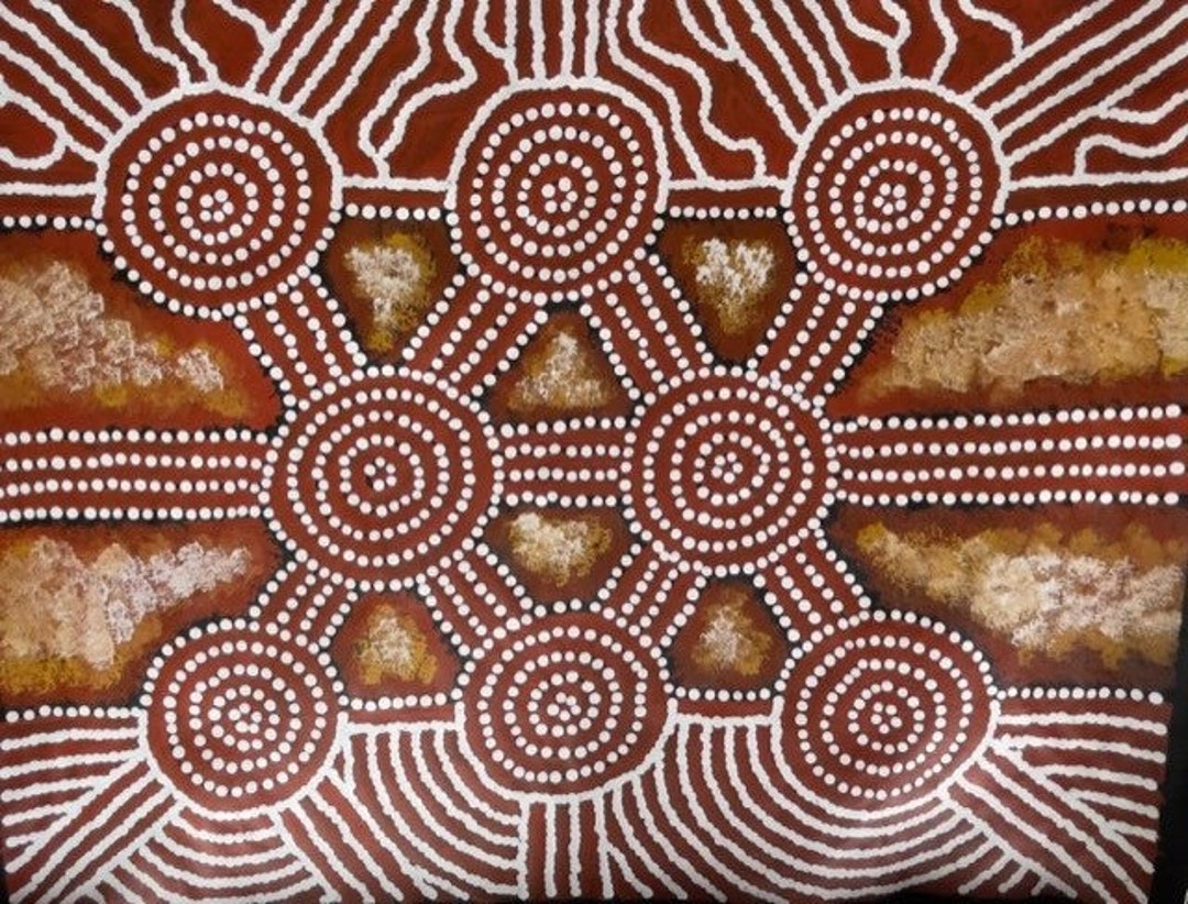 Original Aboriginal Painting Waterholes Dreaming, Design on Canvas in ...