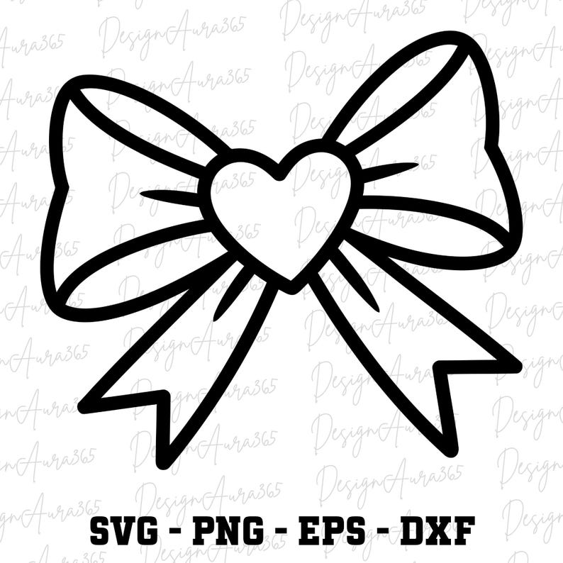 Heart Bow Svg Png, Cut Ready Digital Design for Cricut Silhouette ...