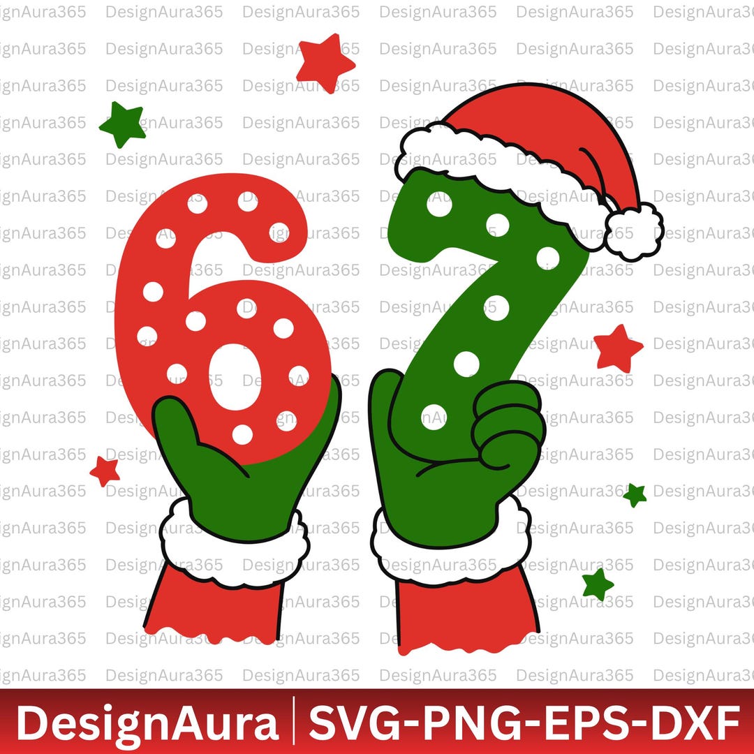 Santa 67 SVG PNG, Christmas Funny Six Seven Meme Viral Quote Gen Z ...