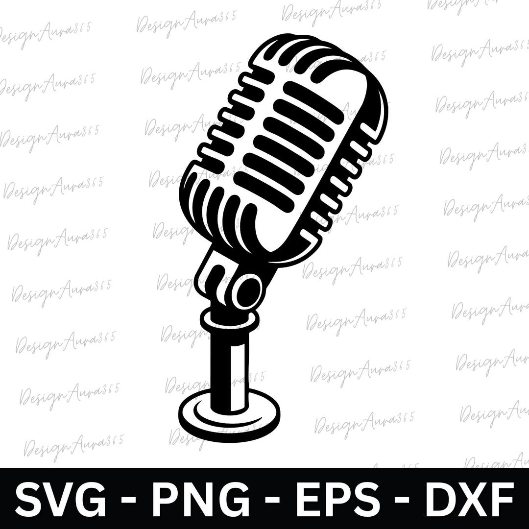 Vintage Microphone Svg Png Dxf Eps | Music Svg Png | Instant Download ...