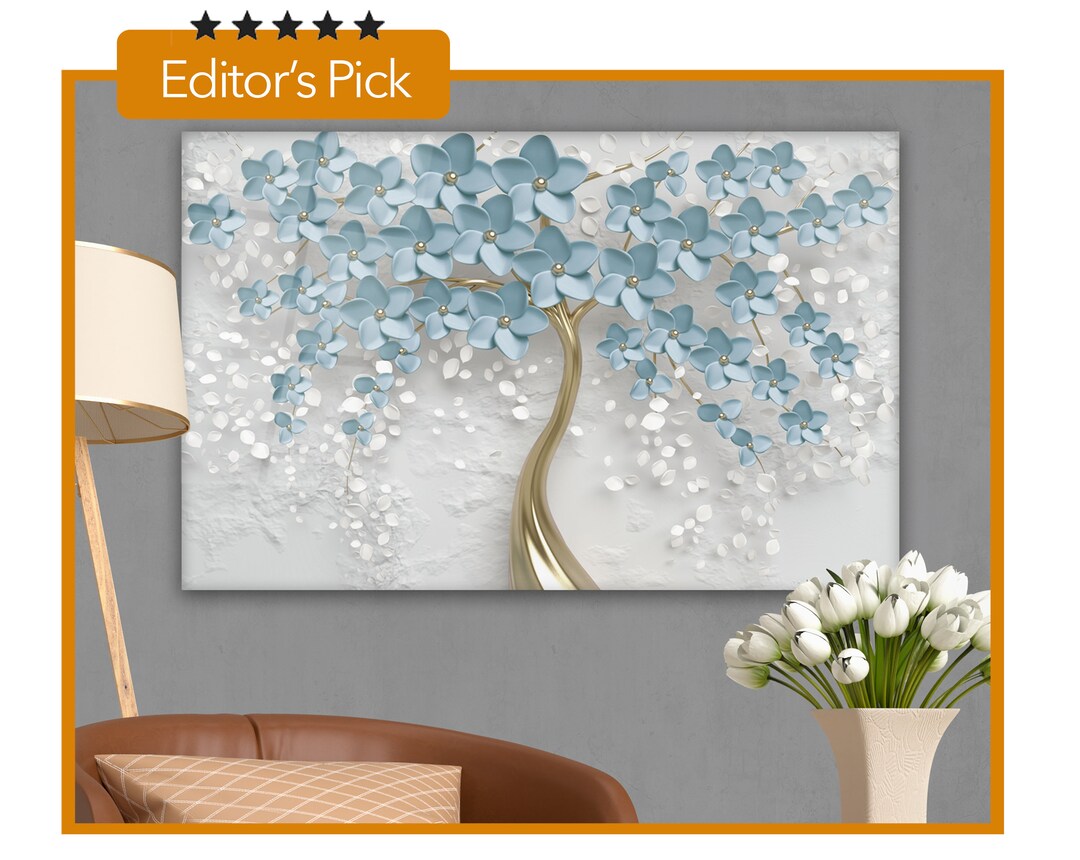 Glass Wall Art -good Luck Flowers - House Warming Gift - Interior ...