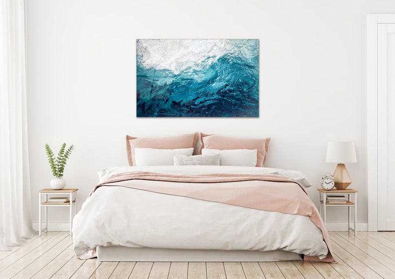 Glass Wall Art Ocean Water Wall Art Housewarming T Etsy