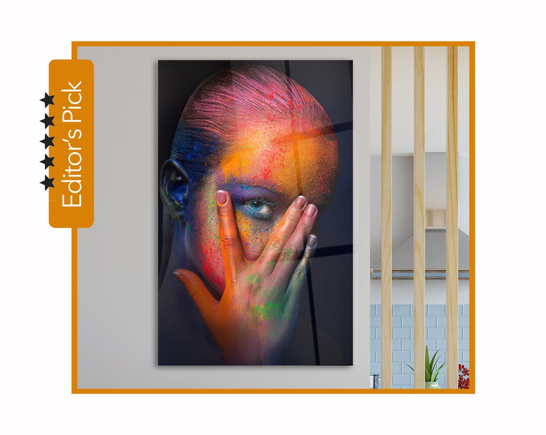 Colorful Woman Portrait - Holy Color Festival - Glass Wall Art - House ...