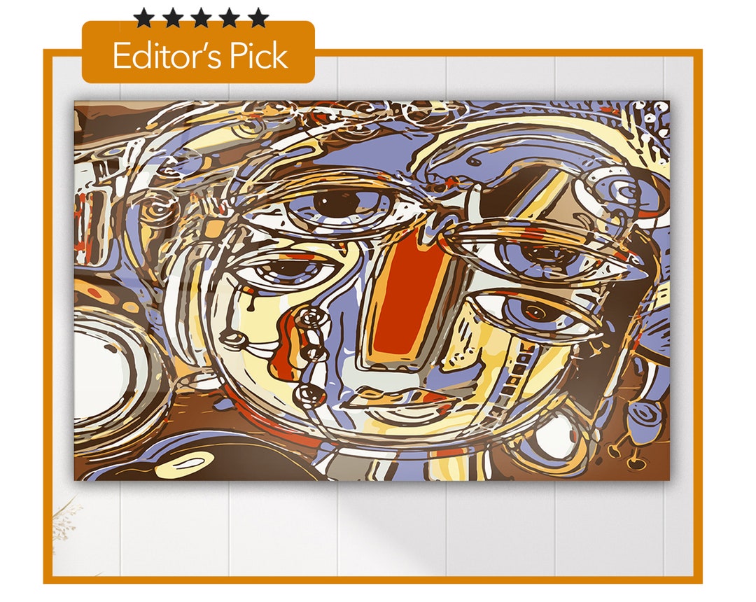 Abstract Digital Painting of Human Face - Glass Wall Art -housewarming ...