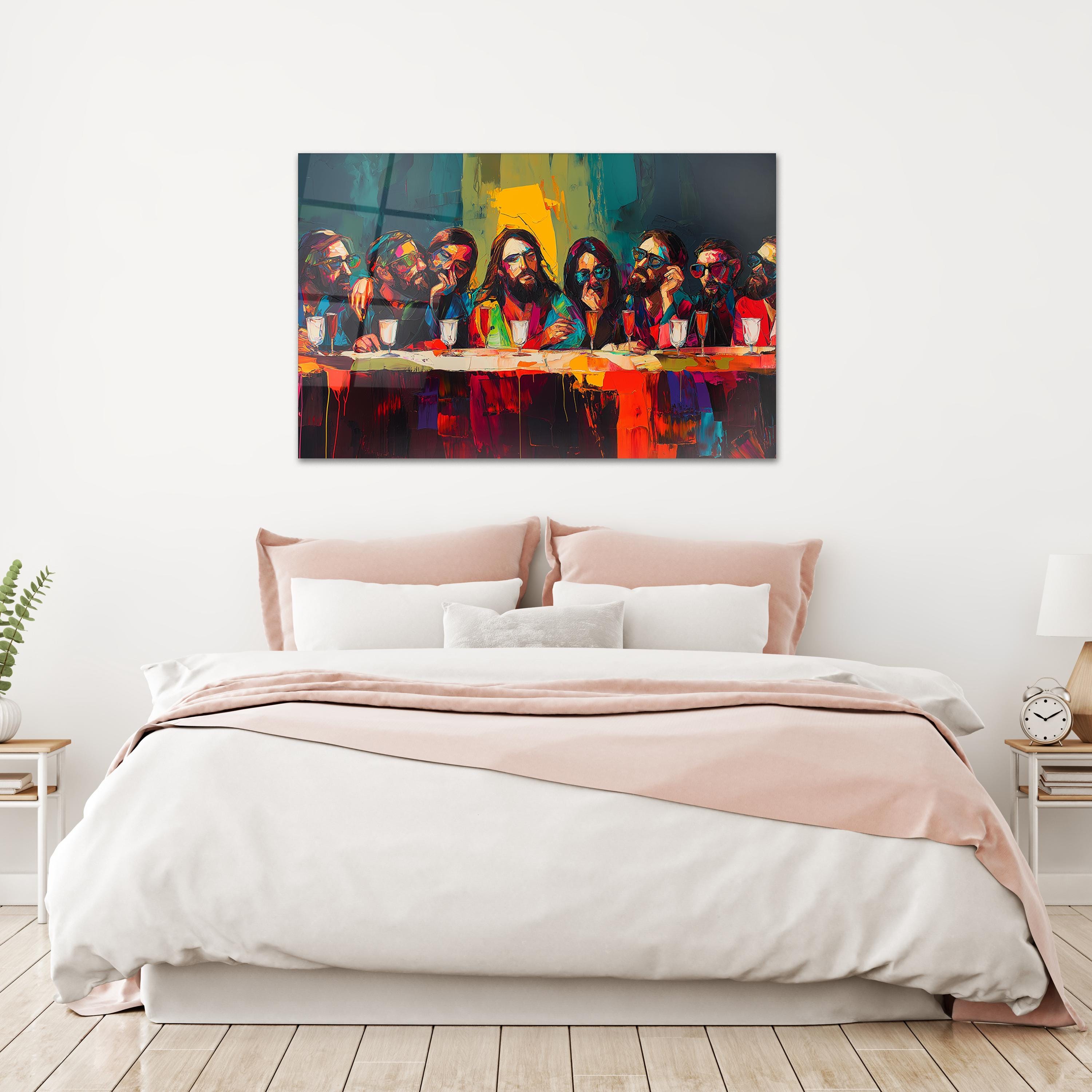 Modern Last Supper Glass Art, Abstract Jesus Wall Decor, Colorful ...